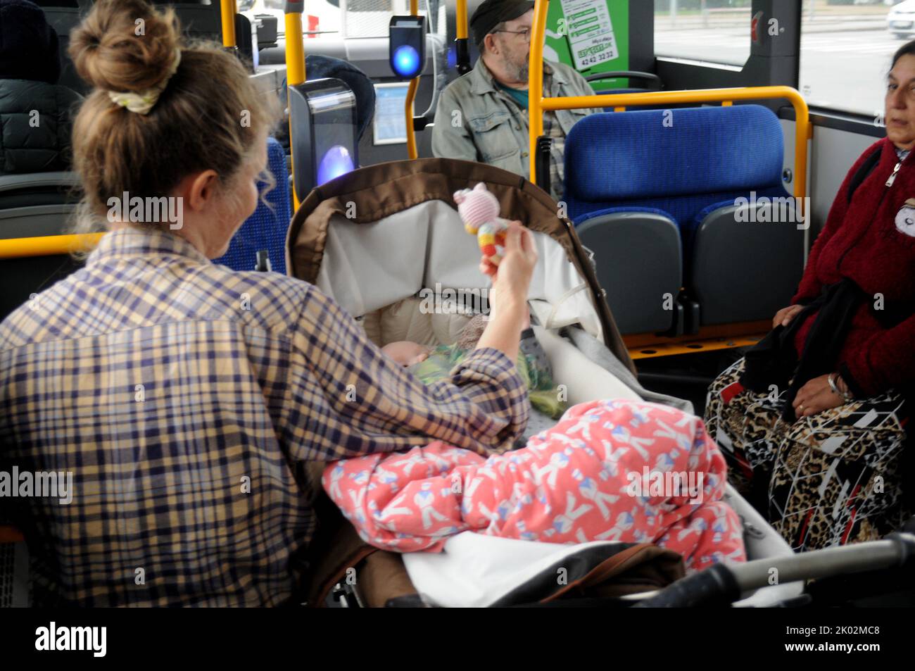 Copenhagen /Denmark/09 September 2022/ Female person transporting baby ...