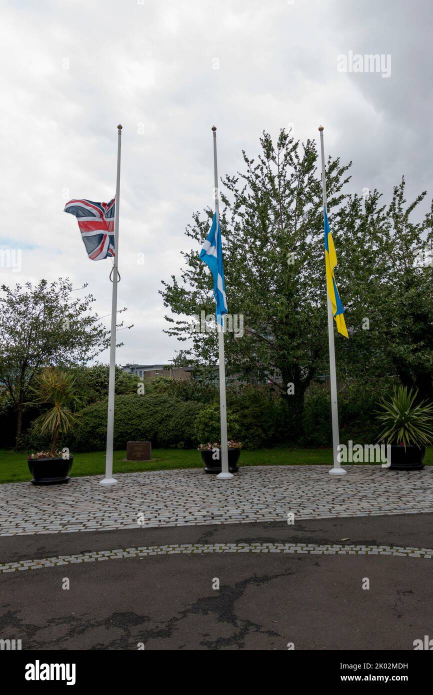 Paisley Renfrewshire council flags at half-mast Queen Elizabeth`s ...