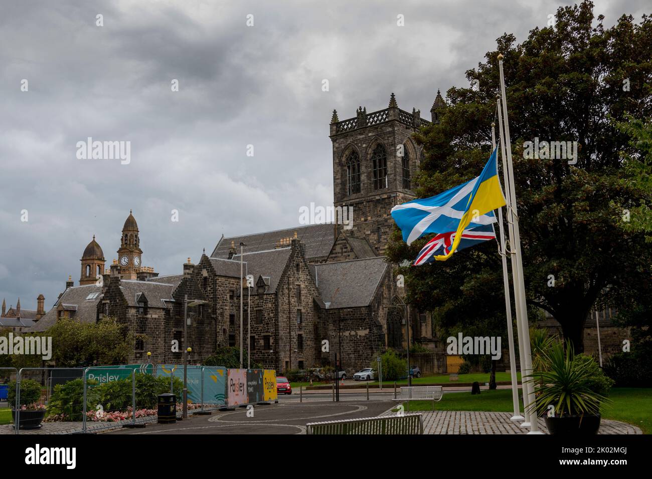 Paisley Renfrewshire council flags at half-mast Queen Elizabeth`s ...