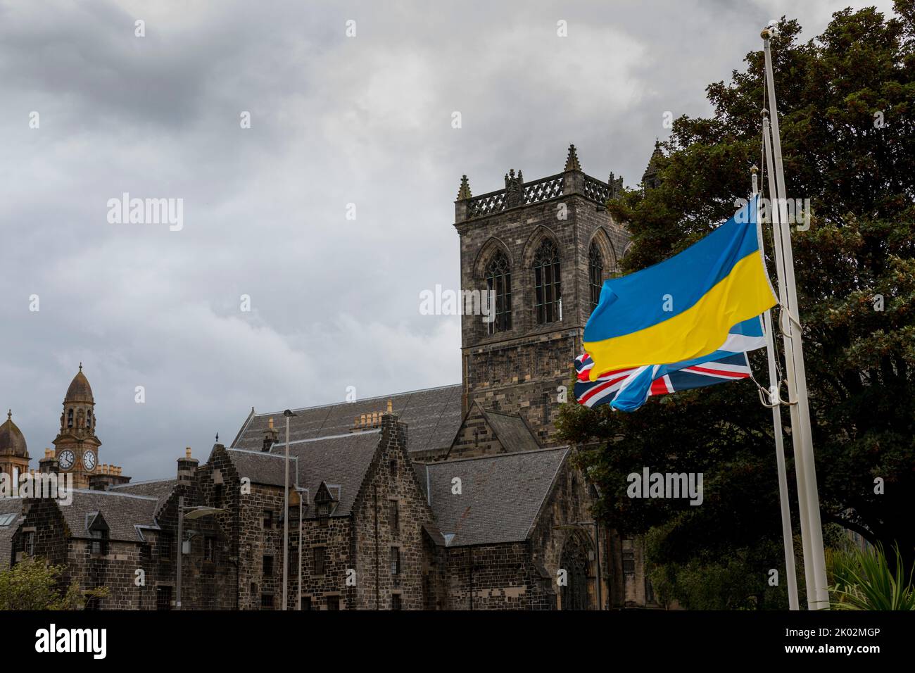 Paisley Renfrewshire council flags at half-mast Queen Elizabeth`s ...