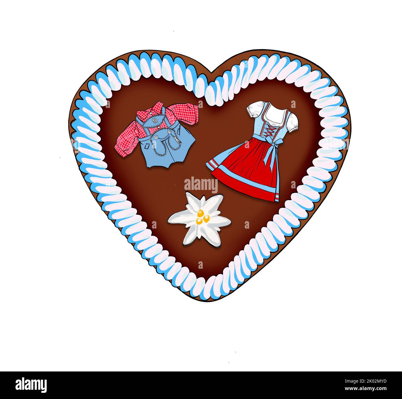 Gingerbread heart oktoberfest with edelweiss and dirndl hi-res stock ...