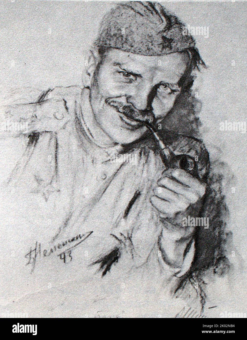 World War Two, sketch of a russian soldier by Boris Neminsky 1922 Stock ...
