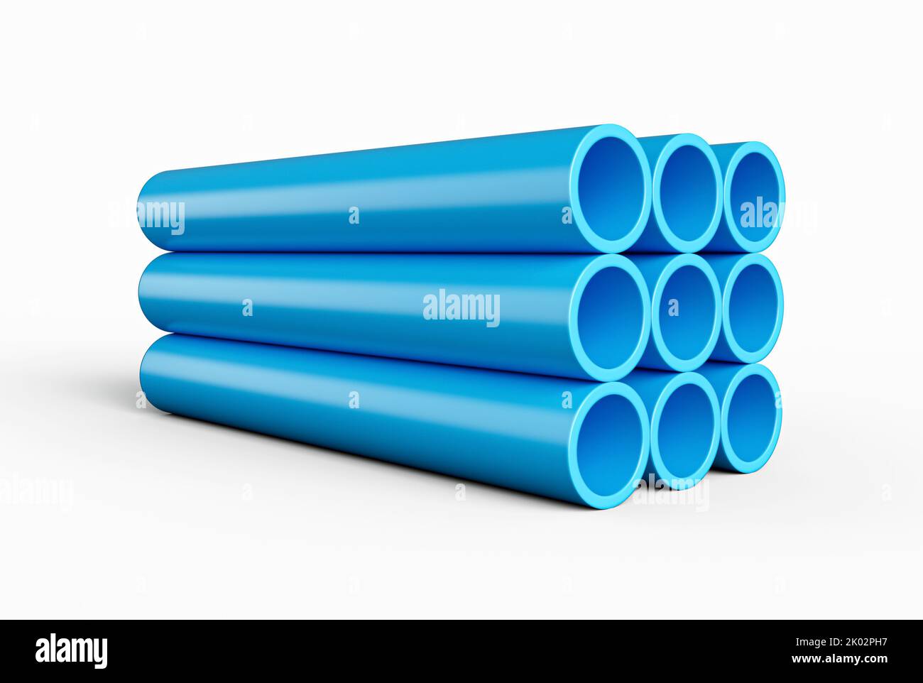 A 3D rendering of blue PVC pipes isolated on a white background Stock ...