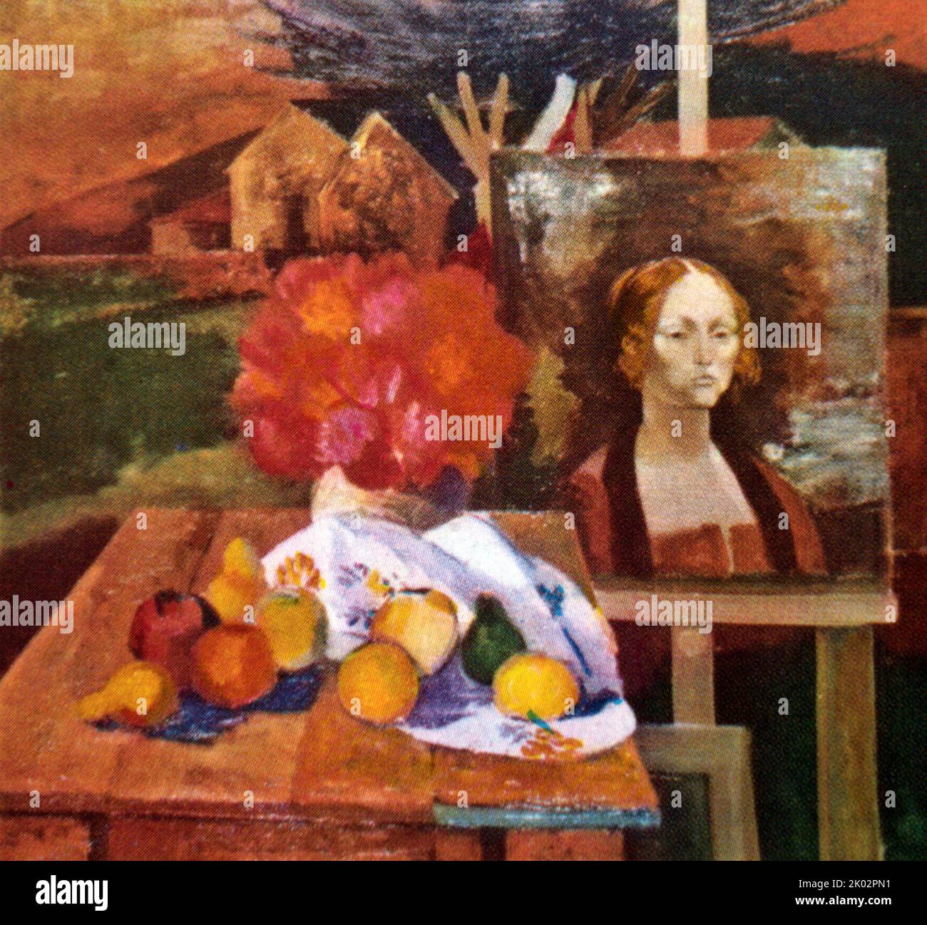 Still life with a painting. Oil. R. Poghosyan. 1981 Stock Photo - Alamy