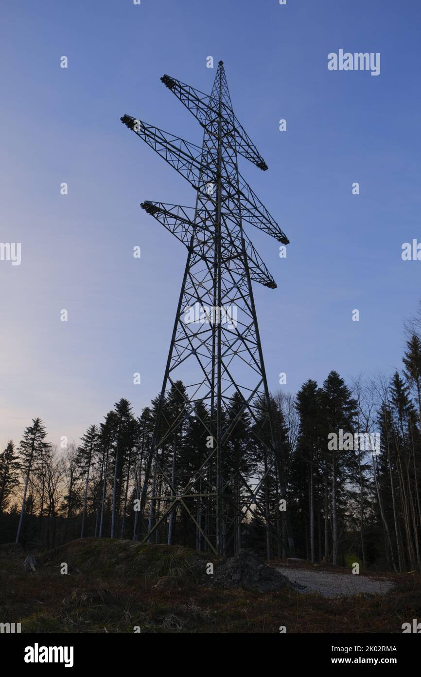 A vertical shot of an electrical transmission tower Stock Photo - Alamy