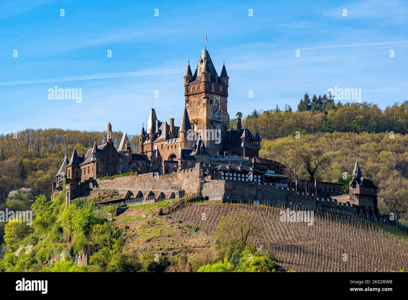 Reichsburg Castle above Cochem, Moselle Valley, Rhineland-Palatinate ...