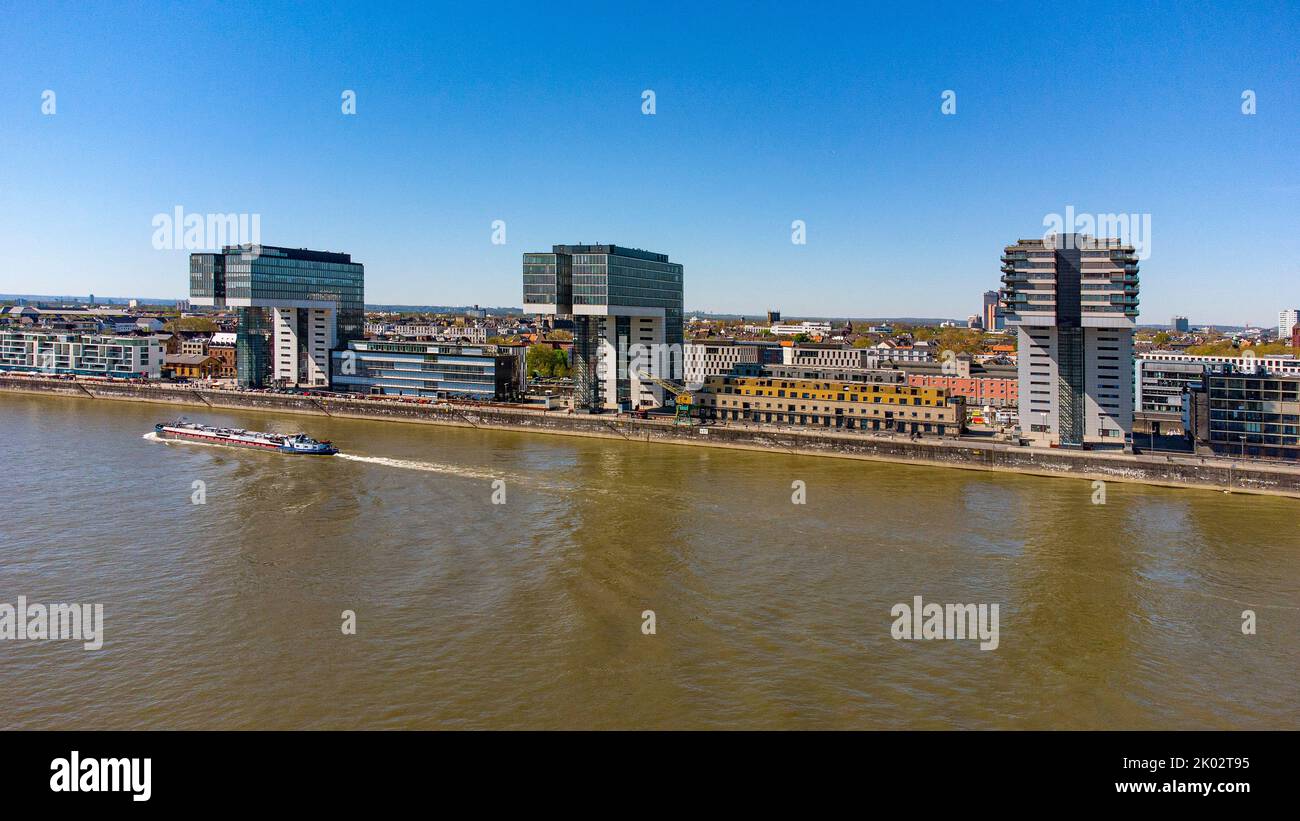 Crane houses, Cologne, Rhine, North Rhine-Westphalia, Germany Stock ...