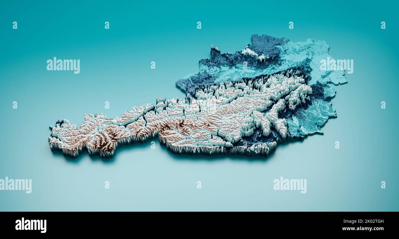 A 3D rendering of topographic Austria map Stock Photo - Alamy