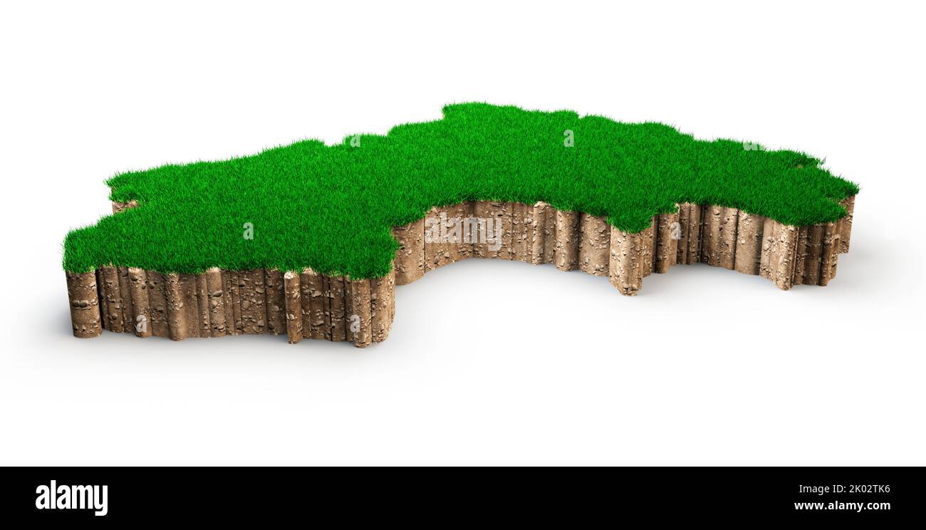 A 3D of Guinea Map soil land geology on a white background Stock Photo ...