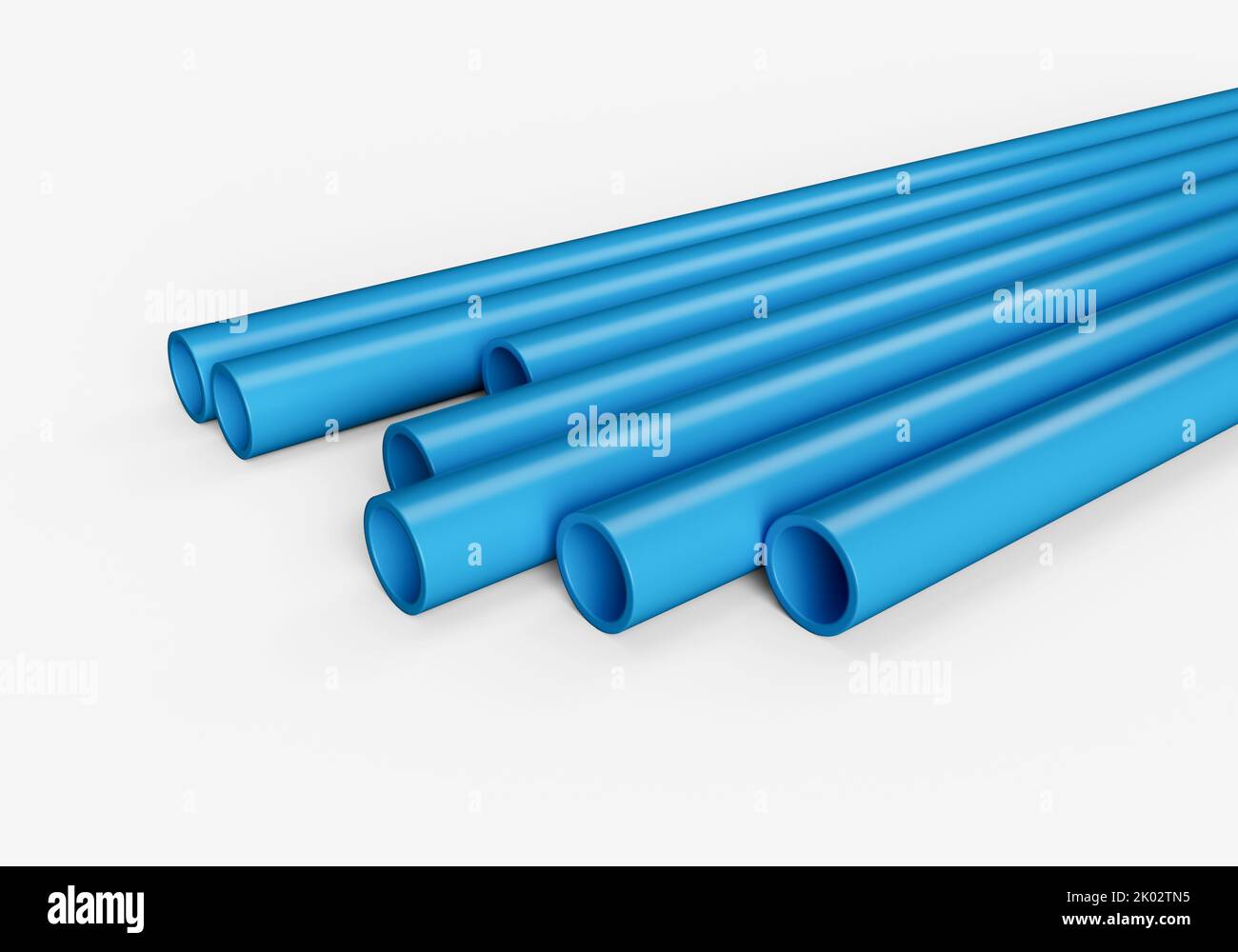 A 3D rendering of blue PVC pipe connection pipes for drinking water ...
