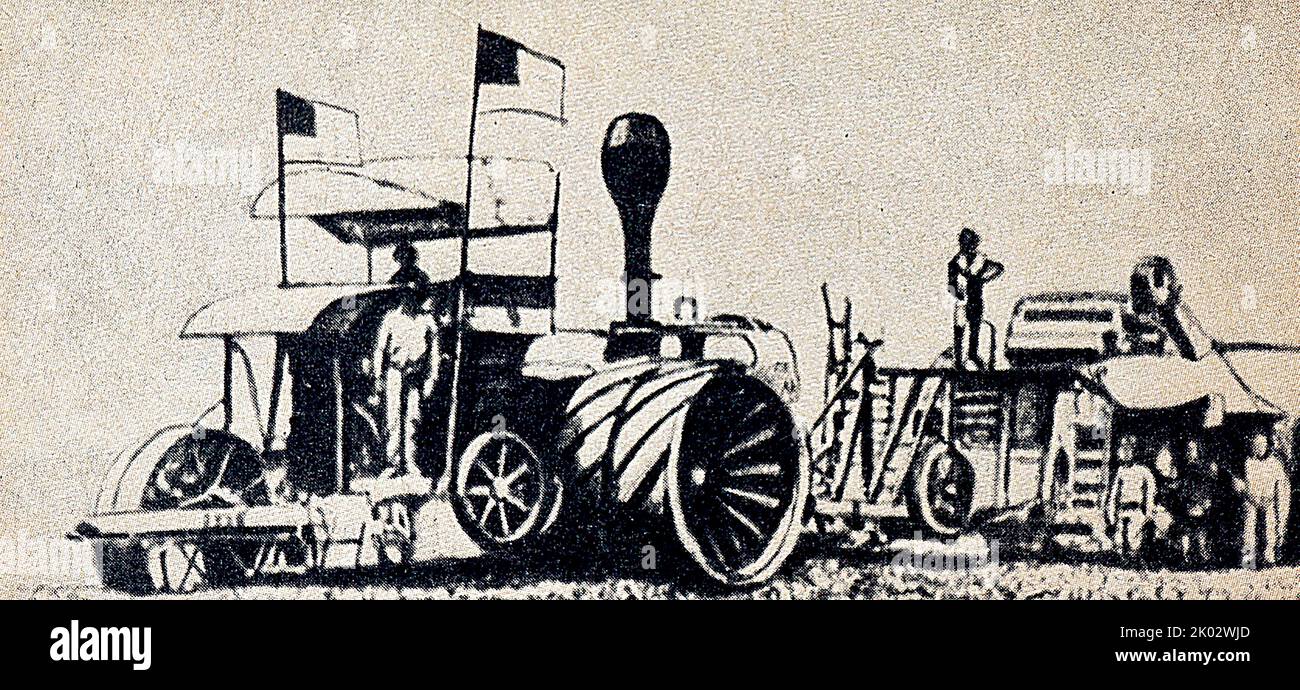 Wheeled tractor and harvester in California Stock Photo - Alamy