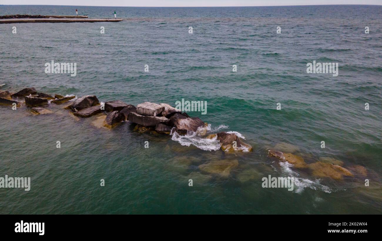A port west beach break wall on the ocean Stock Photo - Alamy