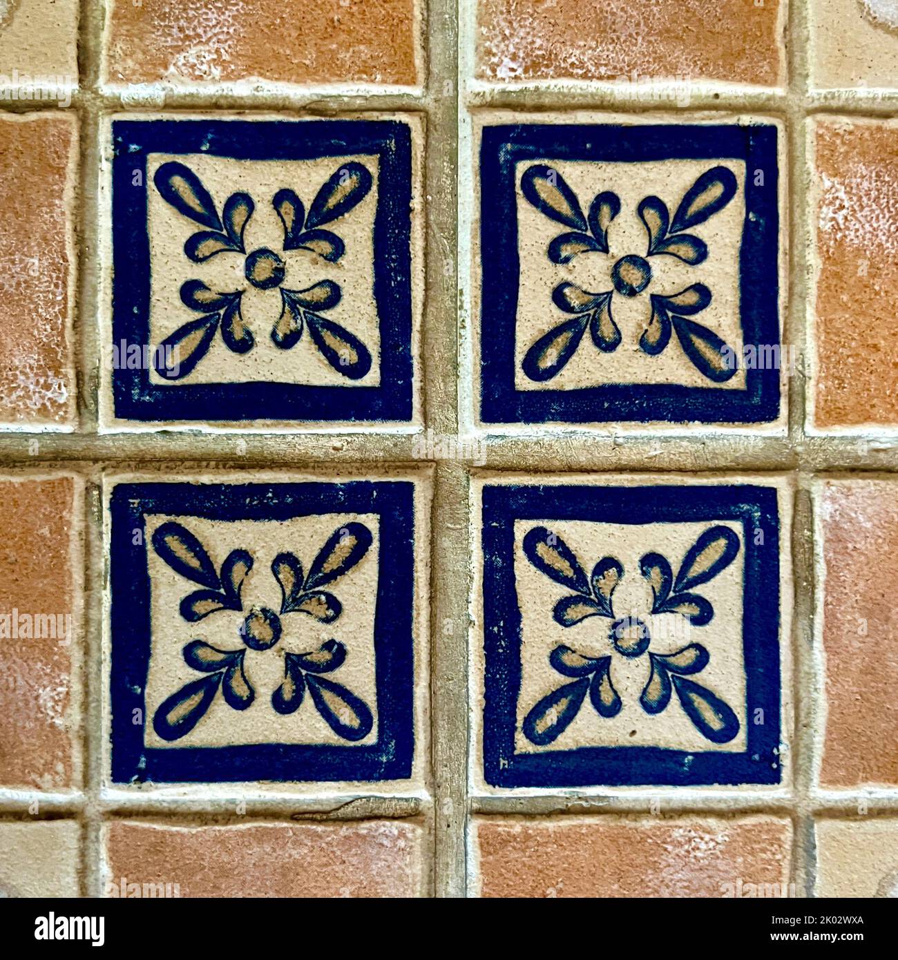 A closeup shot of a floral tile design texture Stock Photo - Alamy