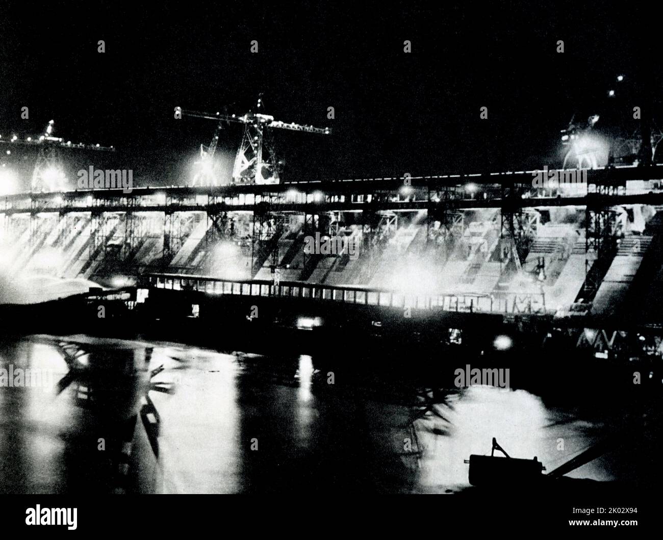 Construction of hydroelectricity power station in the USSR (Soviet ...