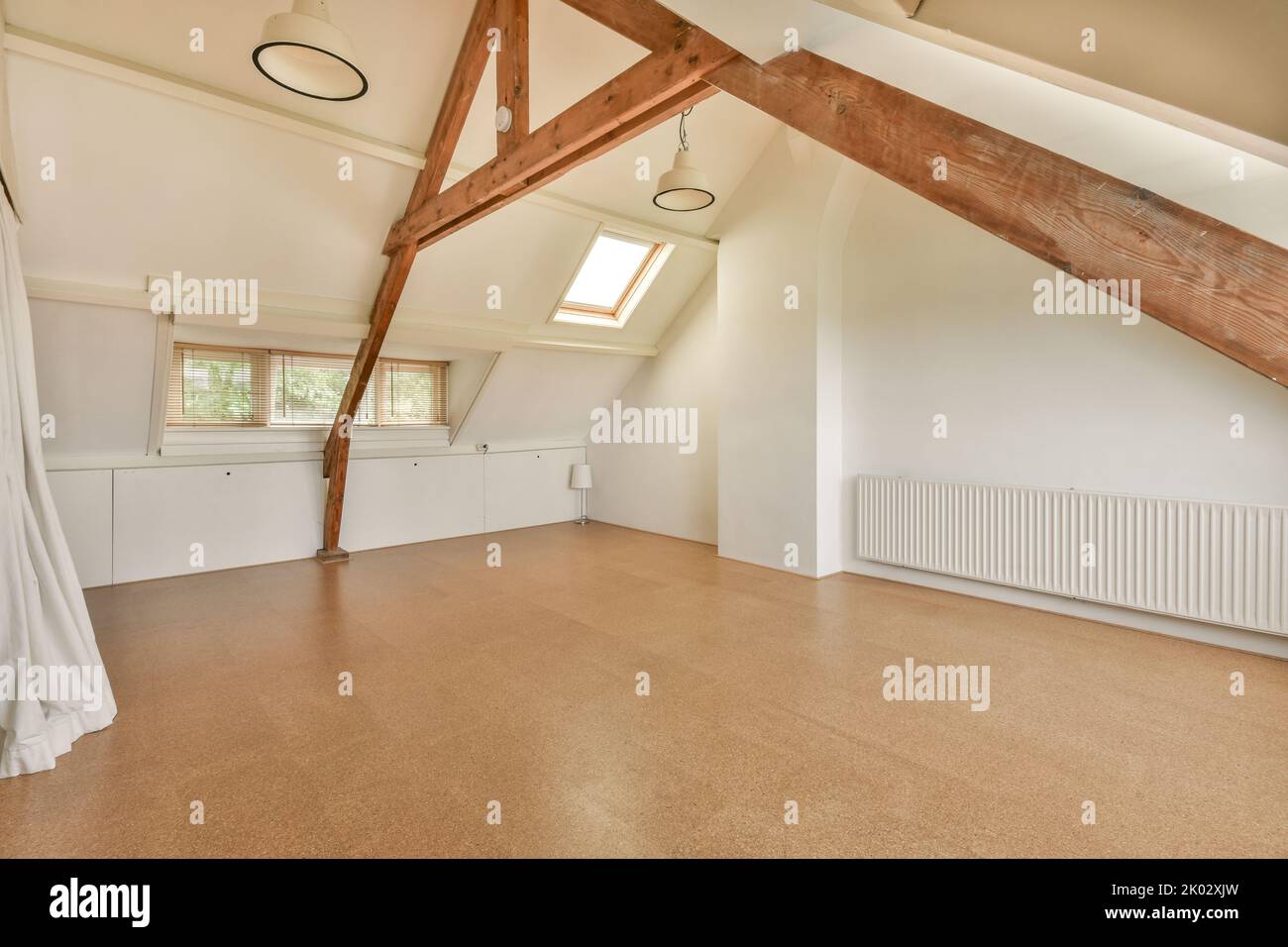 Open plan studio apartment with triangle shaped roof and construction ...