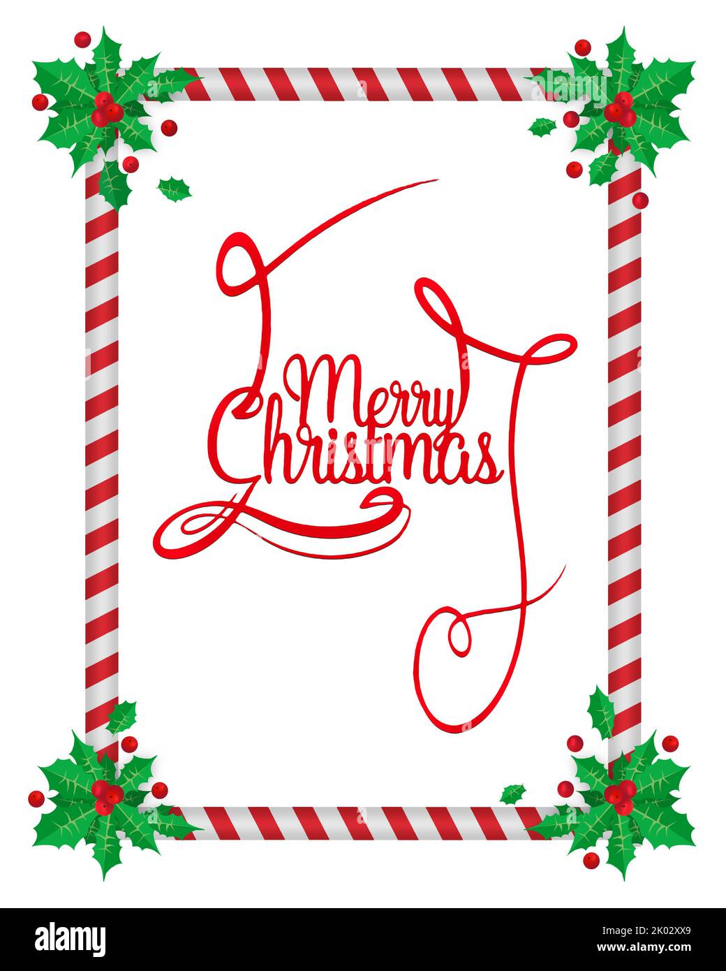 An illustration of Merry Christmas frame template for a postcard Stock ...