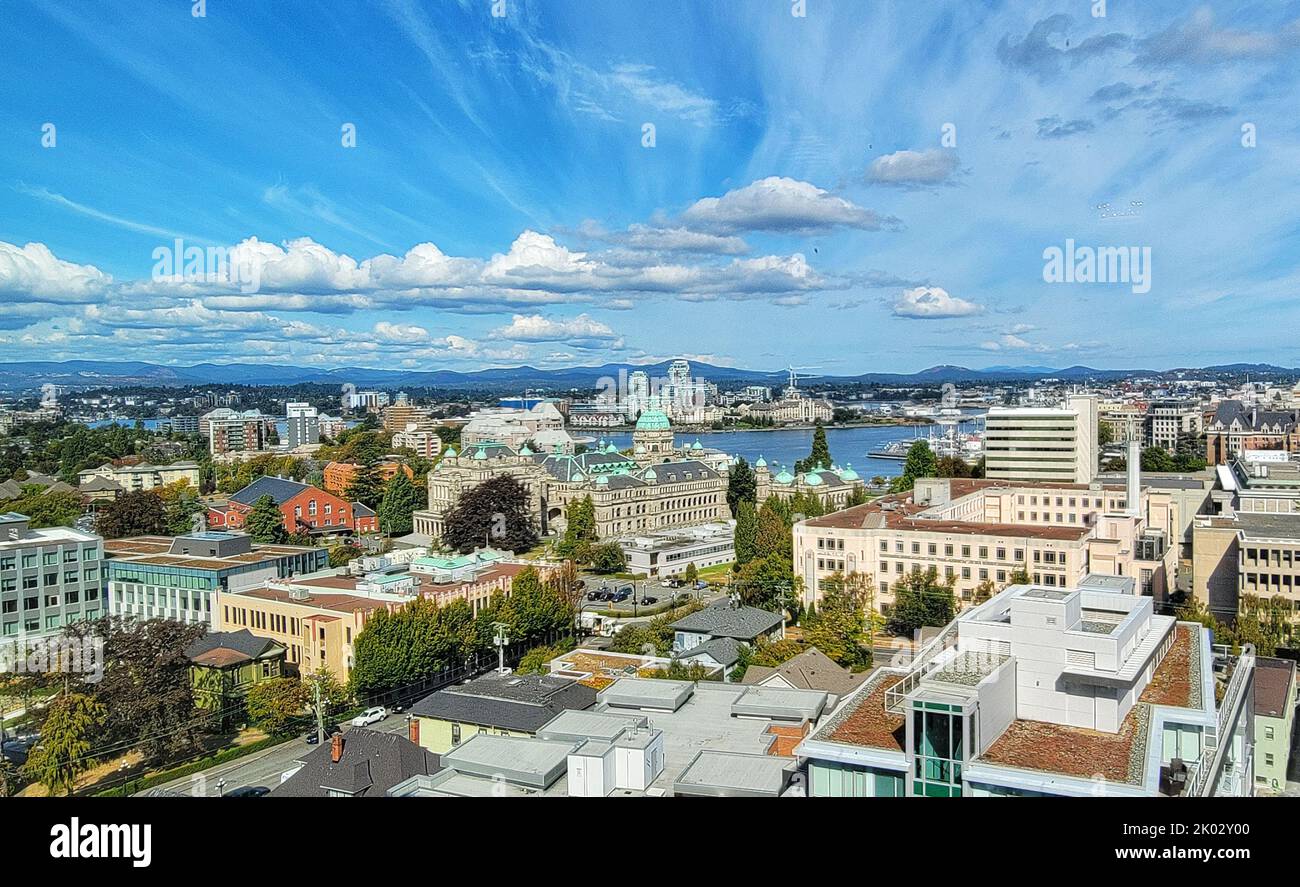 A panoramic view of Victoria city with Parliament Buildings in Victoria ...
