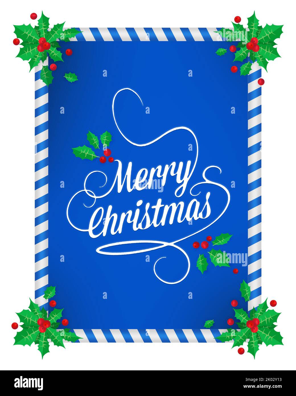 An illustration of blue Merry Christmas frame template for a postcard ...