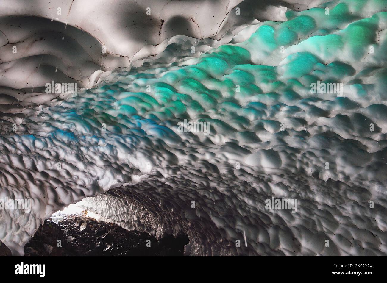 Beautiful shot of ice cave with turquoise crystals near Blanca Lake ...