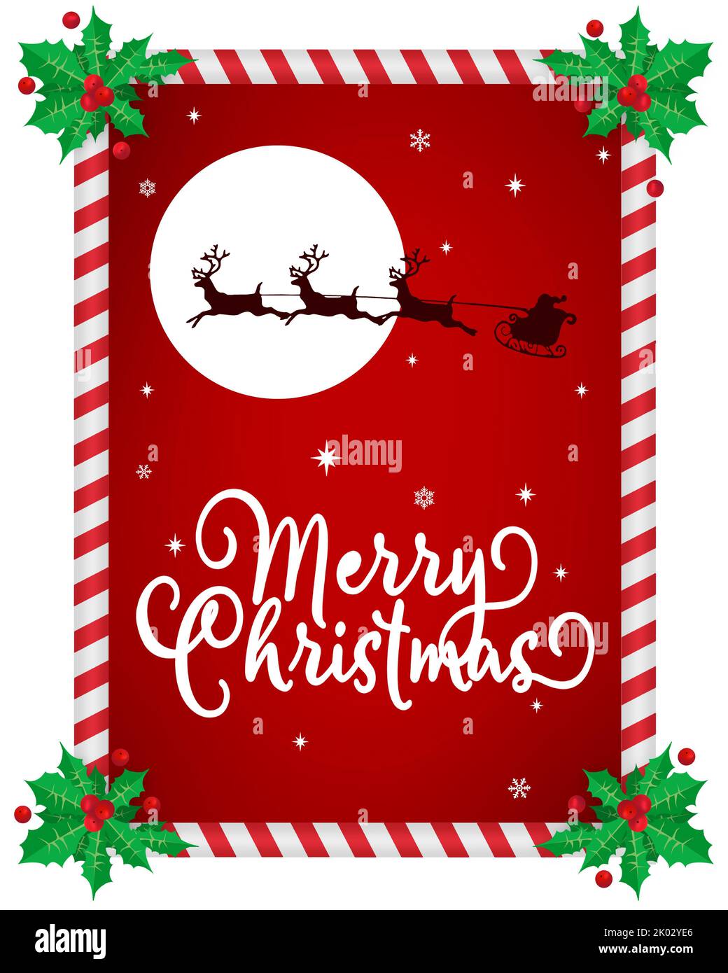A vertical illustration of red Merry Christmas frame template for a ...
