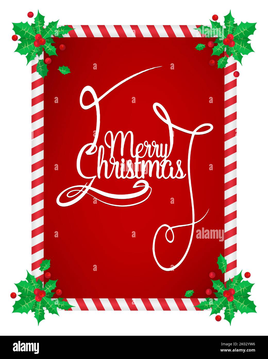 An illustration of a Merry Christmas sign on a red and white background ...