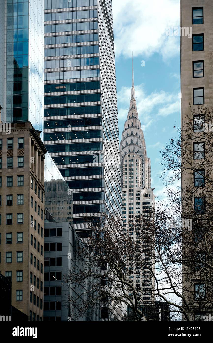 An outdoor view of high-rise buildings in the city of New York, USA ...
