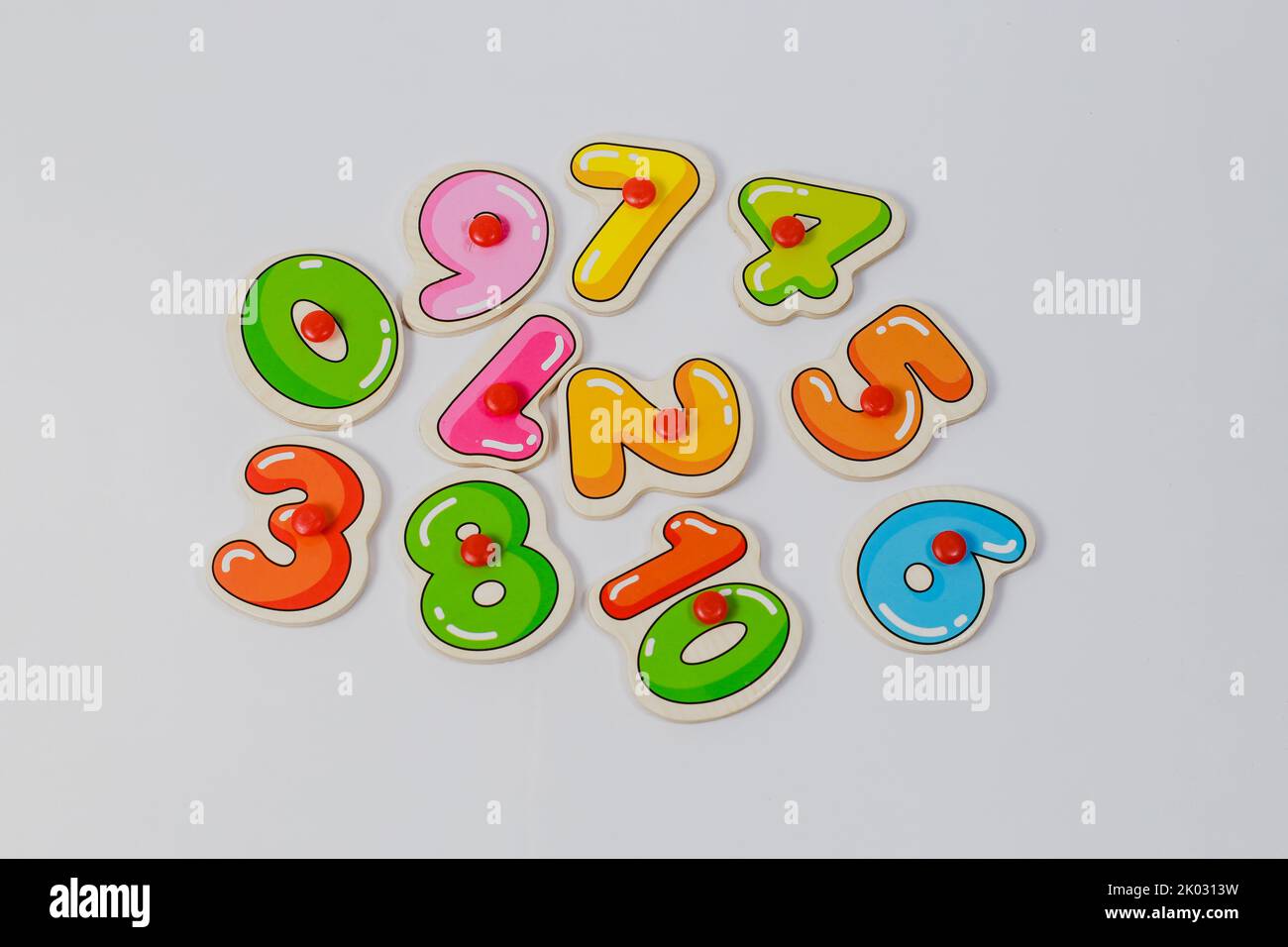 A closeup of colorful numbers isolated on a white background Stock ...