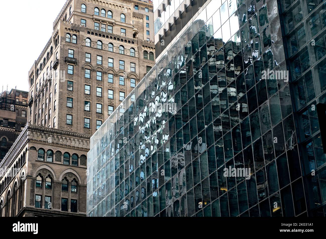 An outdoor view of high-rise buildings in the city of Manhattan in New ...