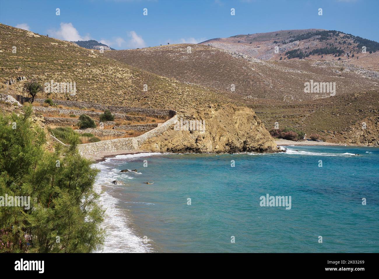 A scenic view of the beautiful Told beach surrounded with mountains in ...