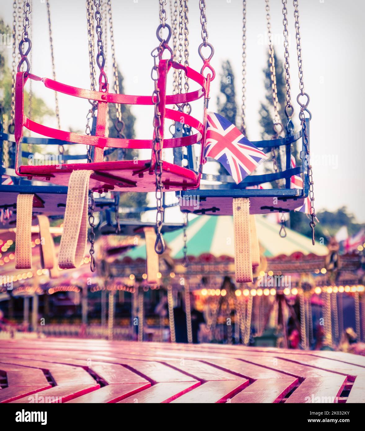 A vintage steaming powered fairground rides of a traveling fair Stock ...