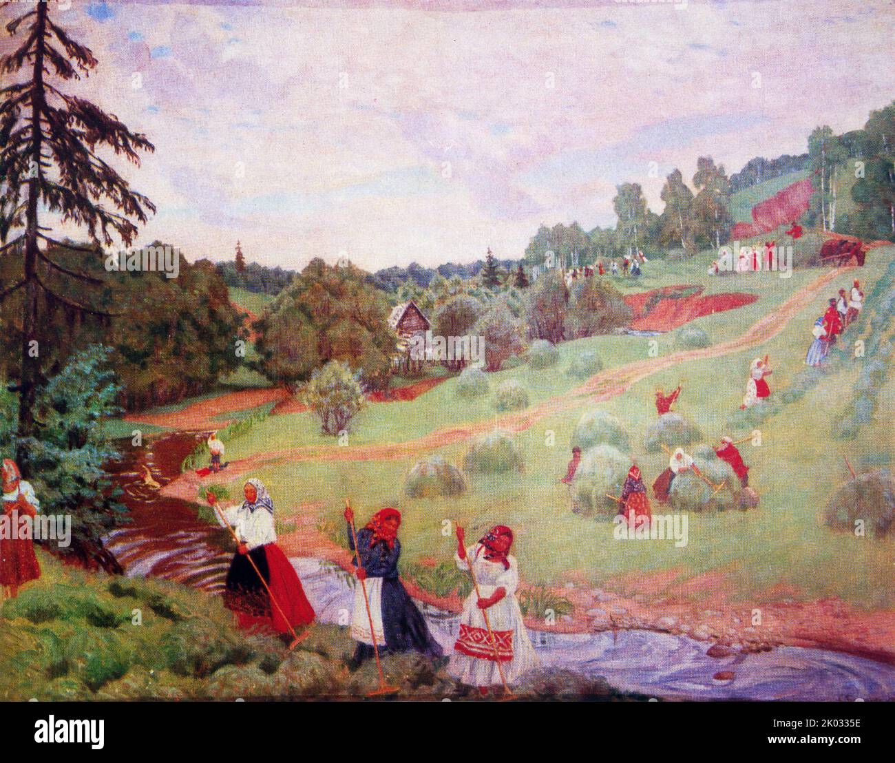 Haymaking. 1917. by Boris Kustodiev Stock Photo - Alamy