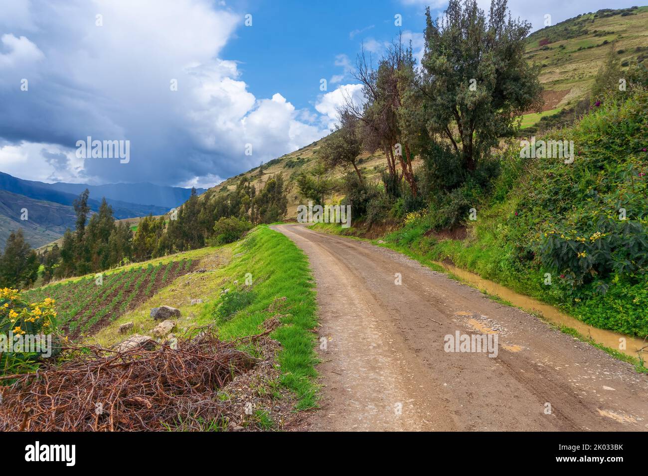 affirmed dirt road typical in the towns in the interior of Peru, these ...