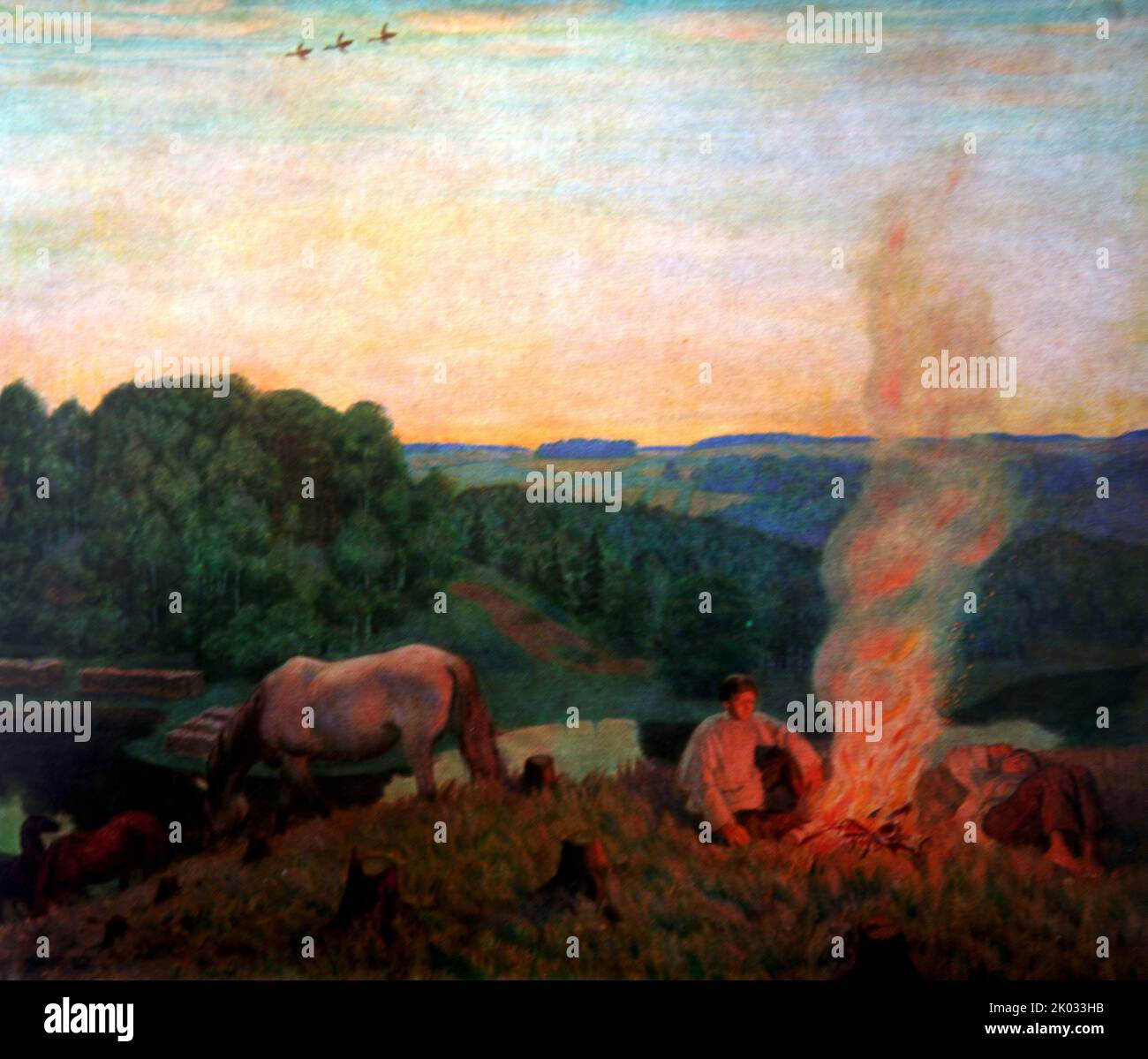 Night. 1916. by Boris Kustodiev Stock Photo - Alamy