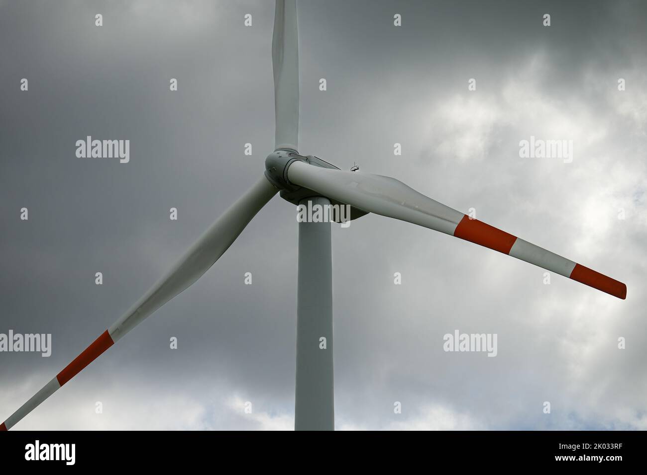 A closeup shot of a renewable windmill energy power station with ...