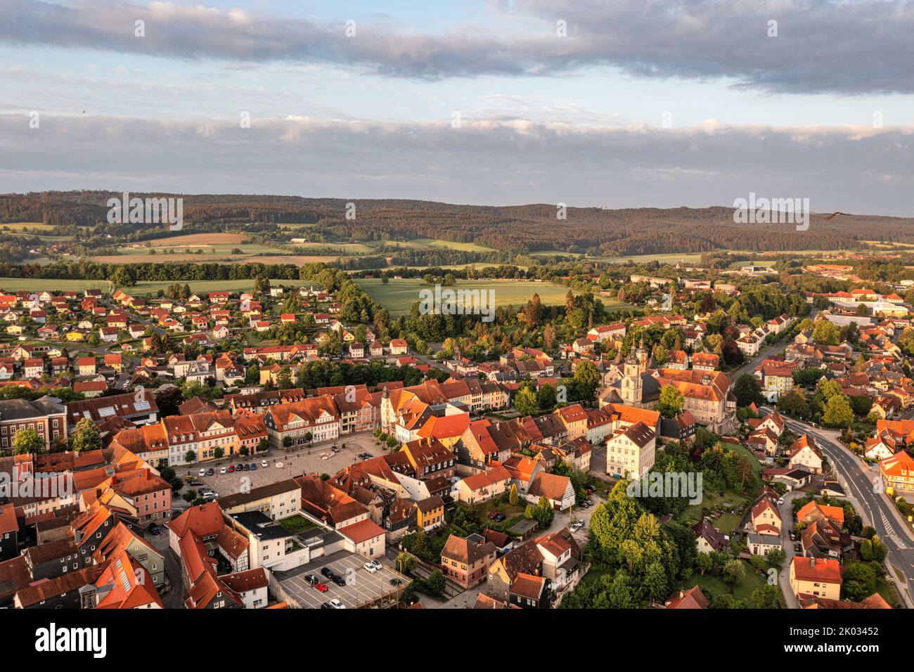 Germany, Thuringia, Schleusingen, city, market place, Bertholdsburg ...