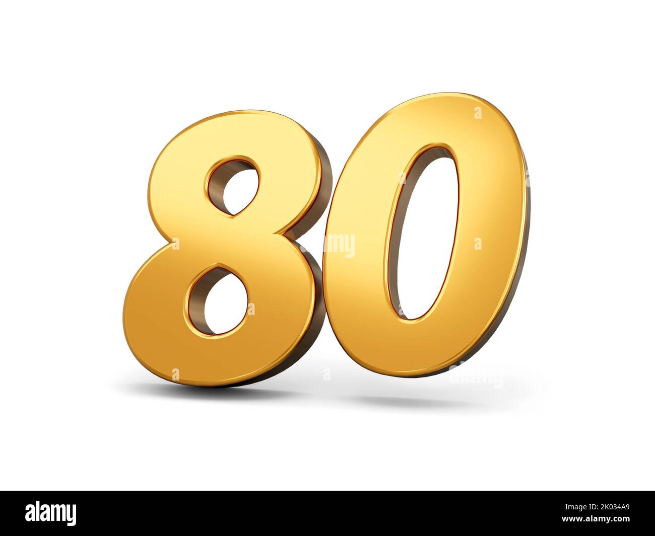 A 3D illustration of a golden 80 number isolated on a white background ... A 3D illustration of a golden 80 number isolated on a white background ...