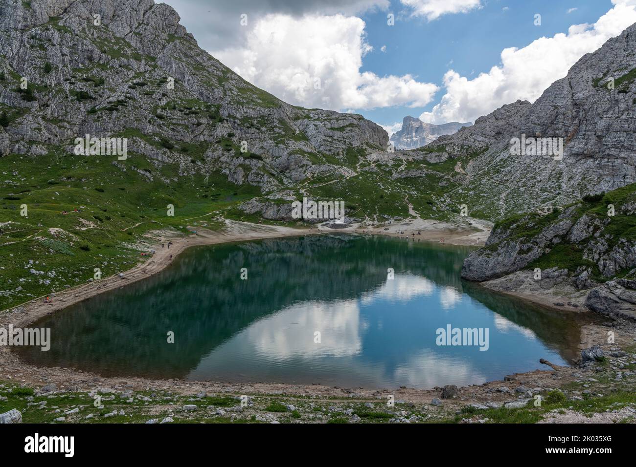 View of Lago di Coldai in the Dolomites Stock Photo - Alamy