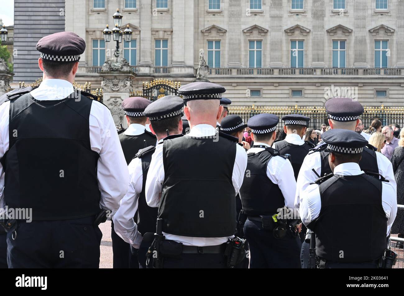 London, UK. Police officers gathered on the Mall prior to the arrival ...