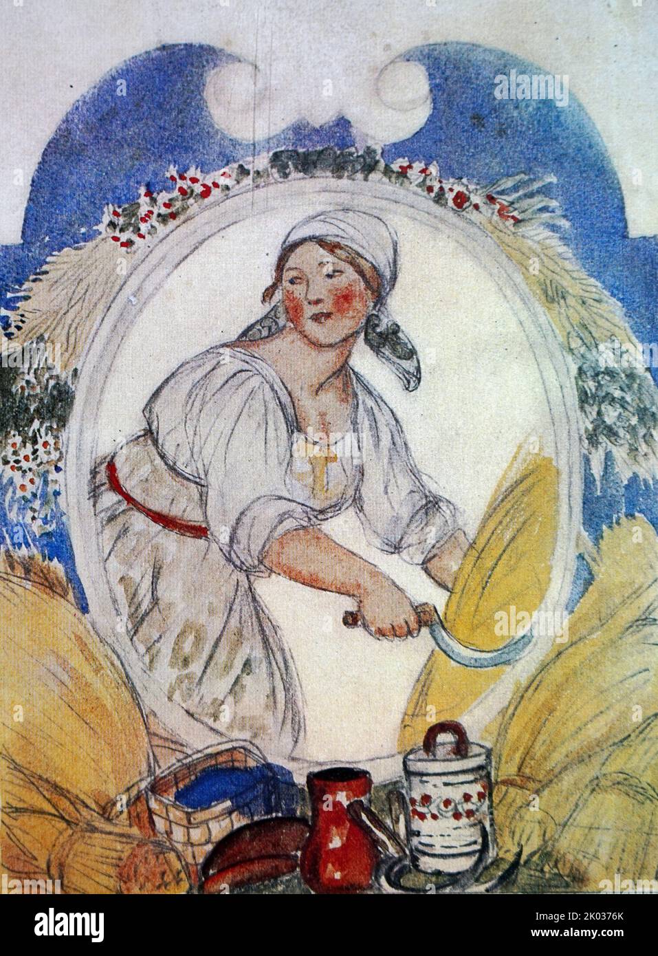 Sketch for the panel "Reaper". Soviet Russian propaganda art Stock ...