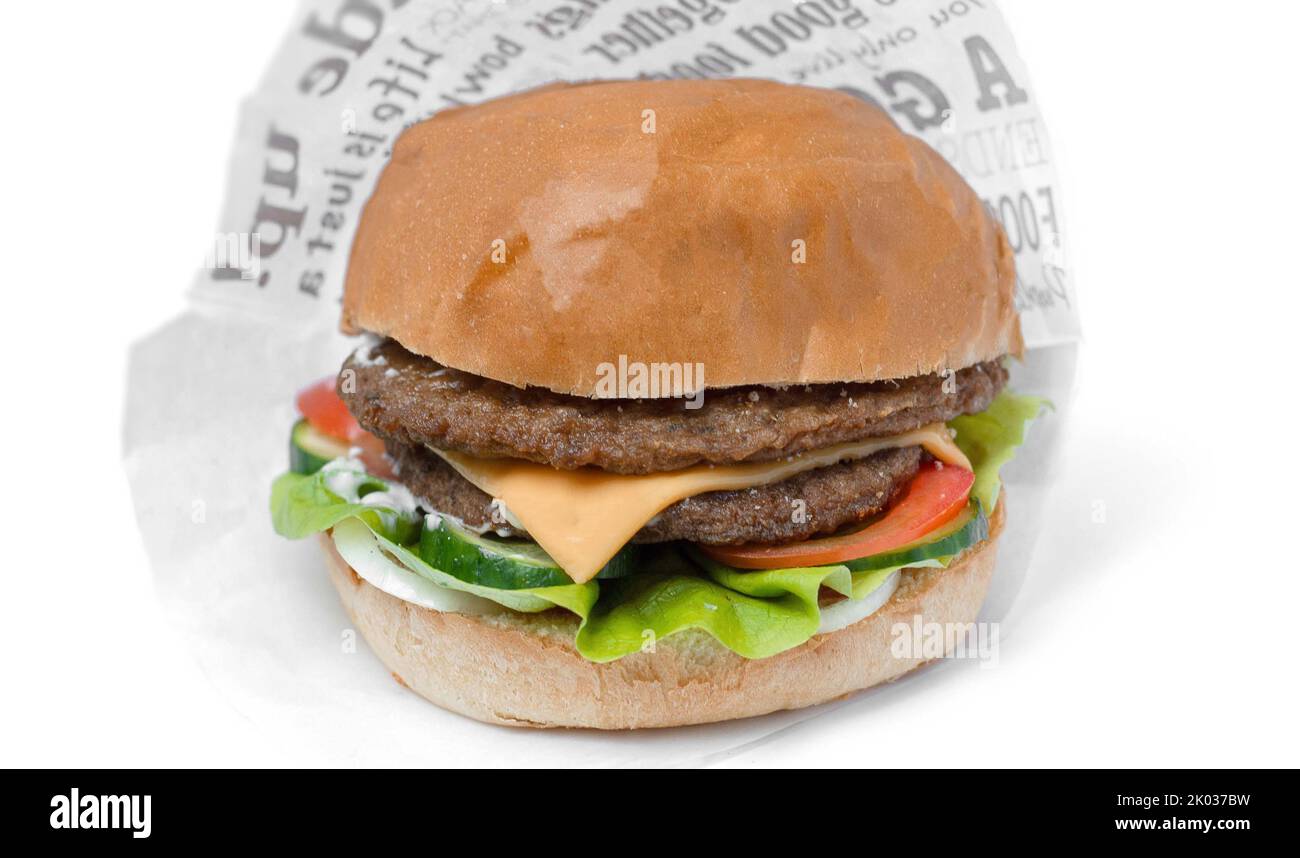 Juicy double cheeseburger lettuce tomato hi-res stock photography and ...