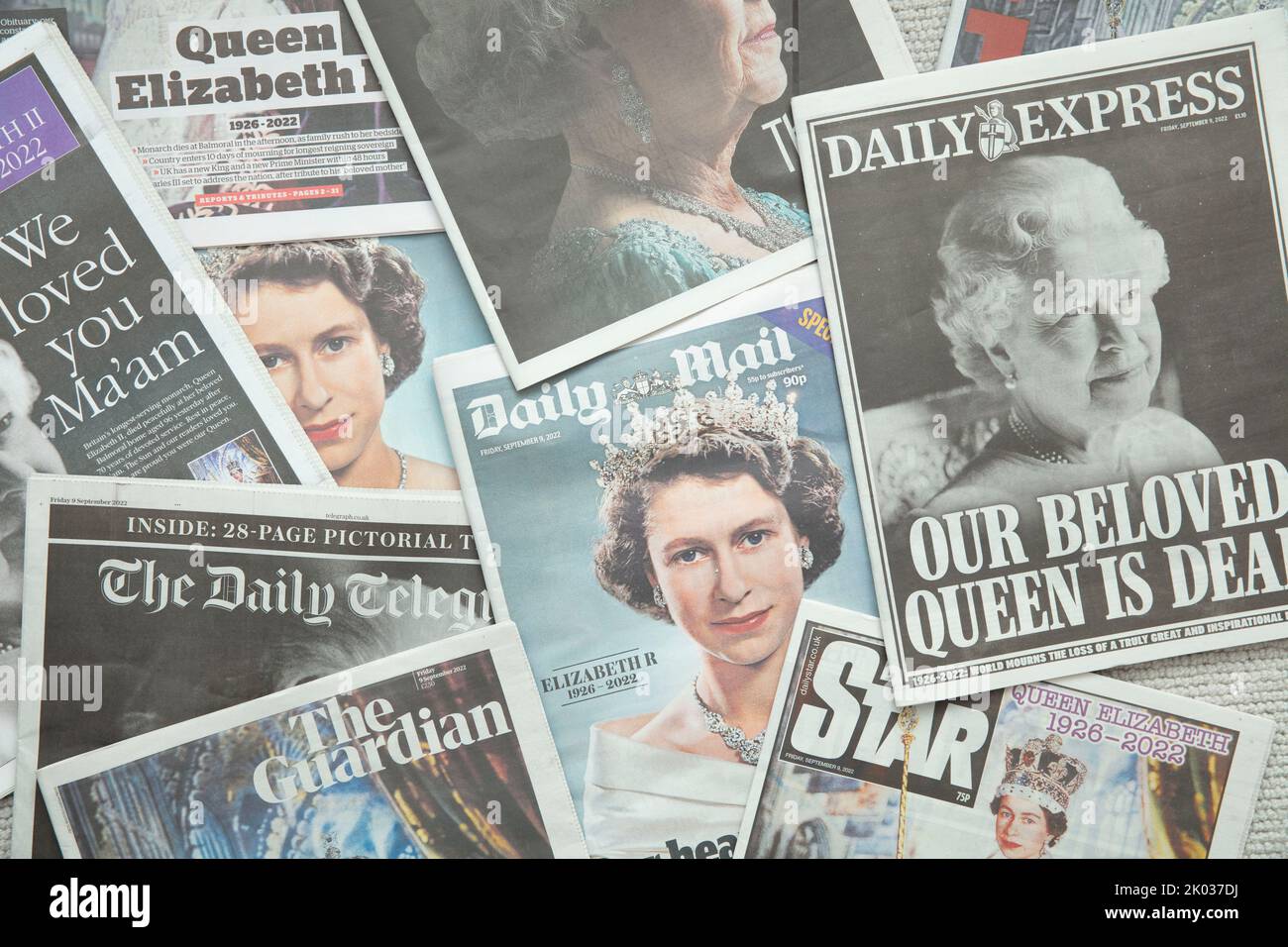 LONDON, UK - September 2022: Front covers of national newspapers pay ...