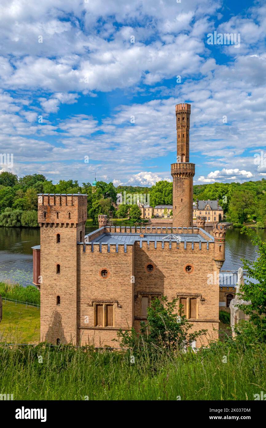 View from the steam engine house in Potsdam's Park Babelsberg over the ...