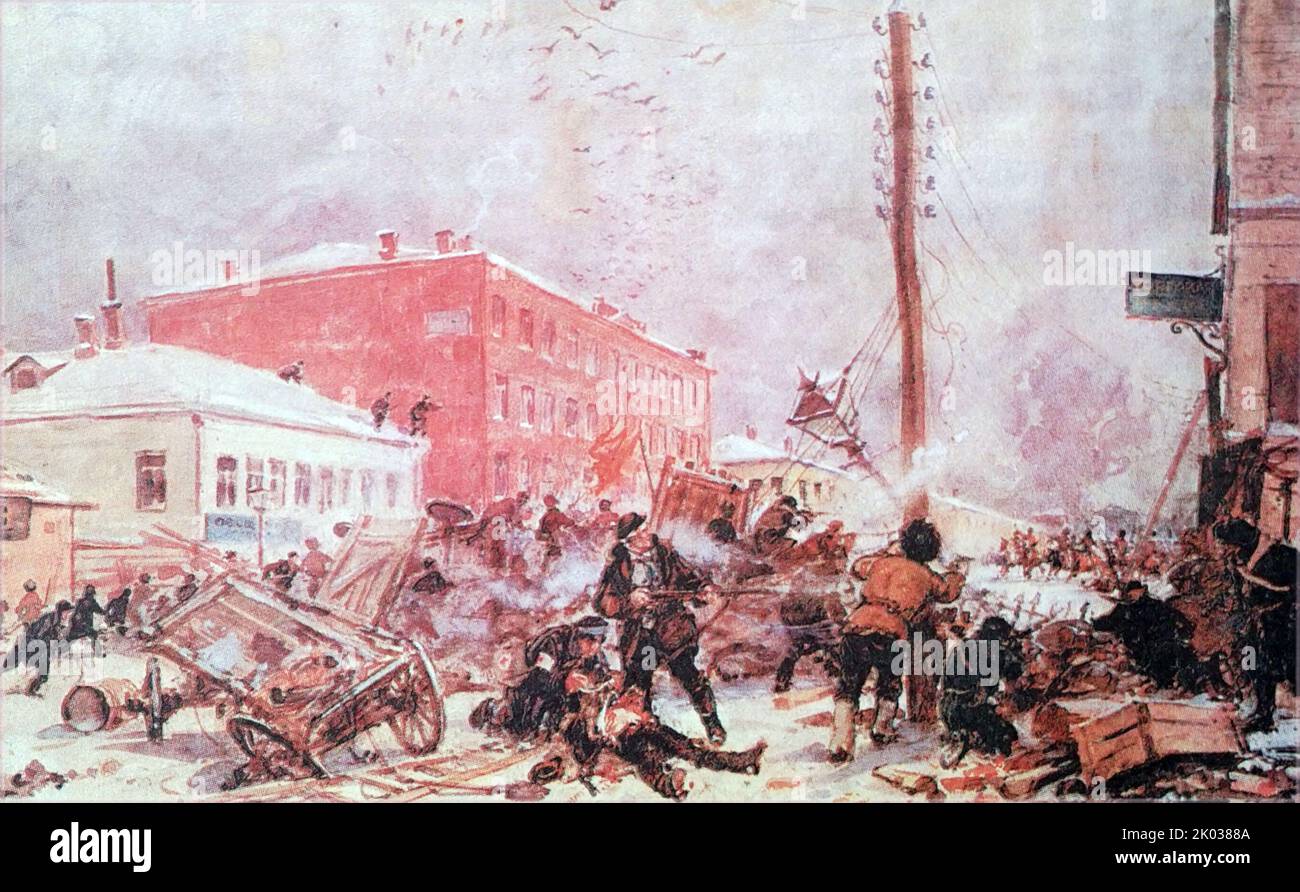 December in Moscow. Artist G. Savitsky. Russian revolutionary painting ...