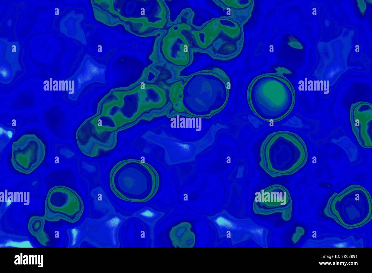 Defocused bright abstract blue background with shimmering spots. Bokeh ...