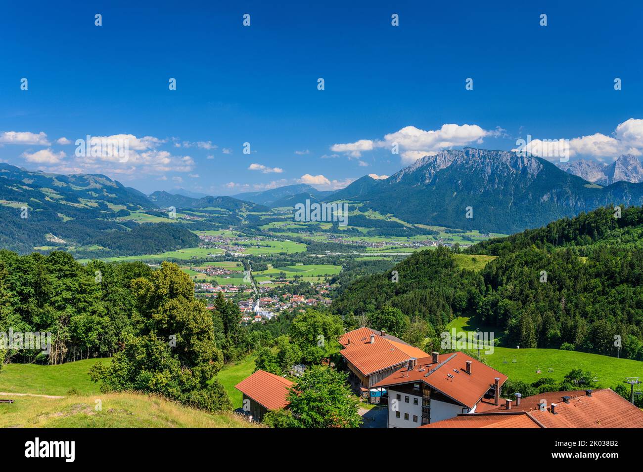 Mountain inn hocheck with inntal and kaiser mountains hi-res stock ...