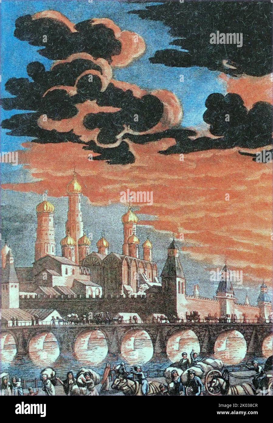 The great Moscow fire of 1812. Print by I. Klar [1768-1844]. The 1812 ...