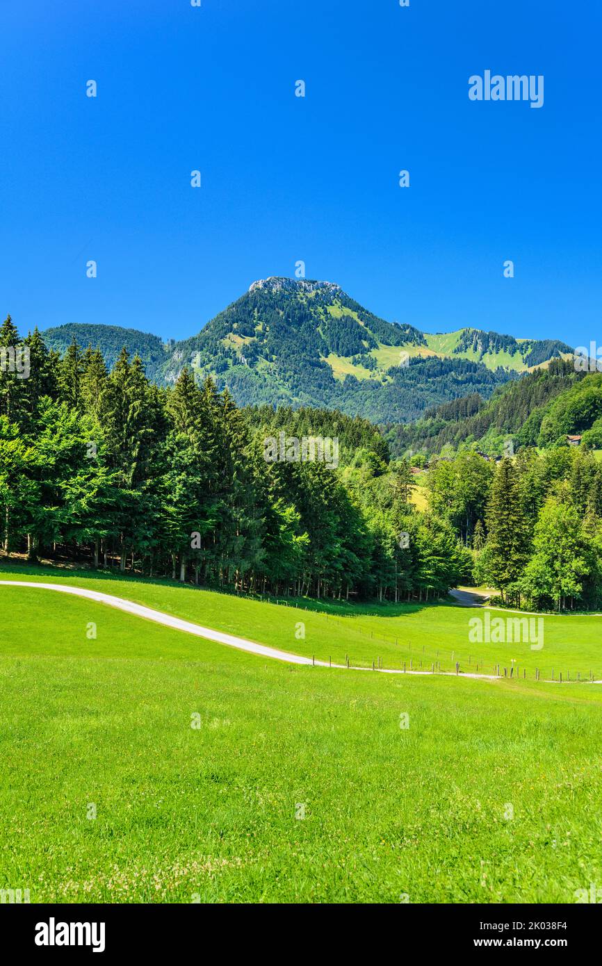 Germany, Bavaria, county Rosenheim, Oberaudorf, Schindlberg, view to ...