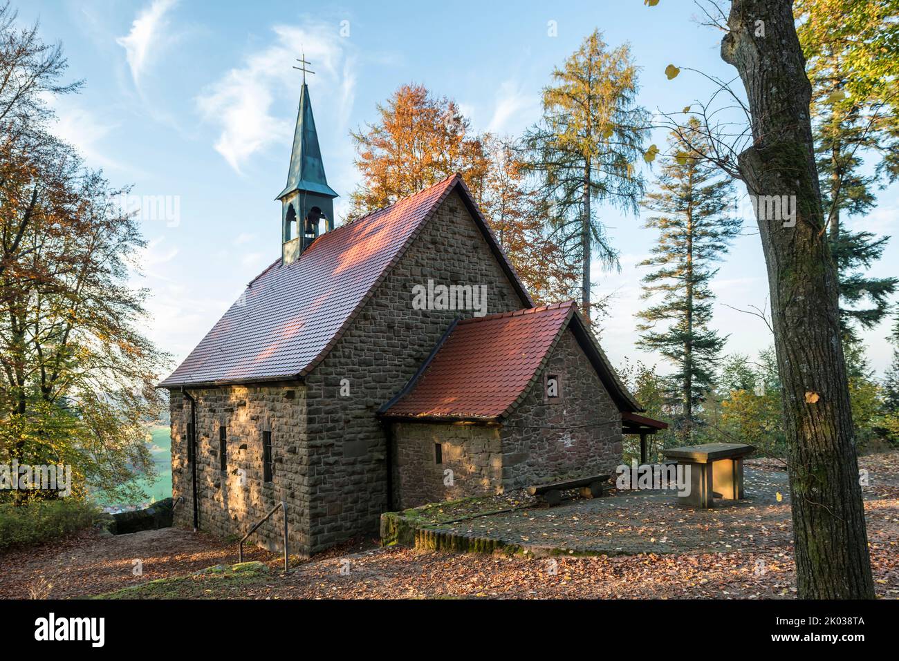 Fürth, Weschnitz, Odenwald, Hesse, Germany. The Walburgis Chapel on the ...