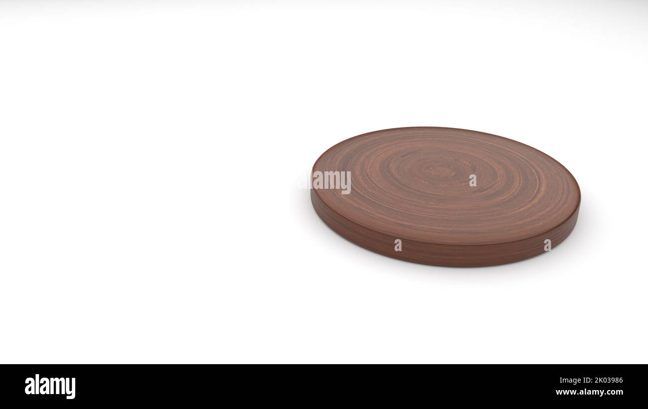 circular dark wood block on a white background 3d rendering Stock Photo ...