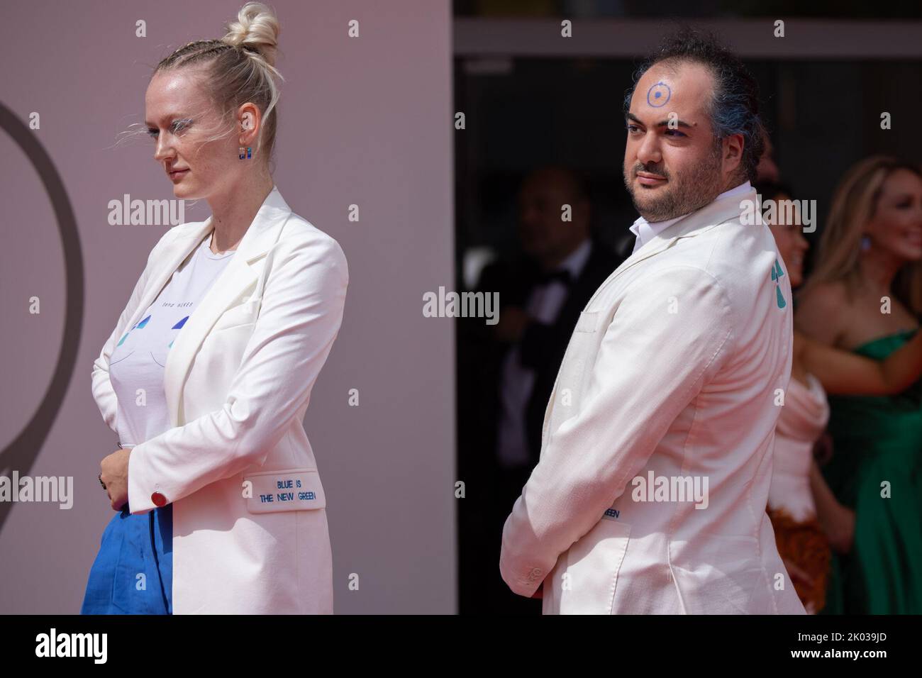 September 9, 2022, Lido di Venezia, Italy: Activists from ''Blue is The ...